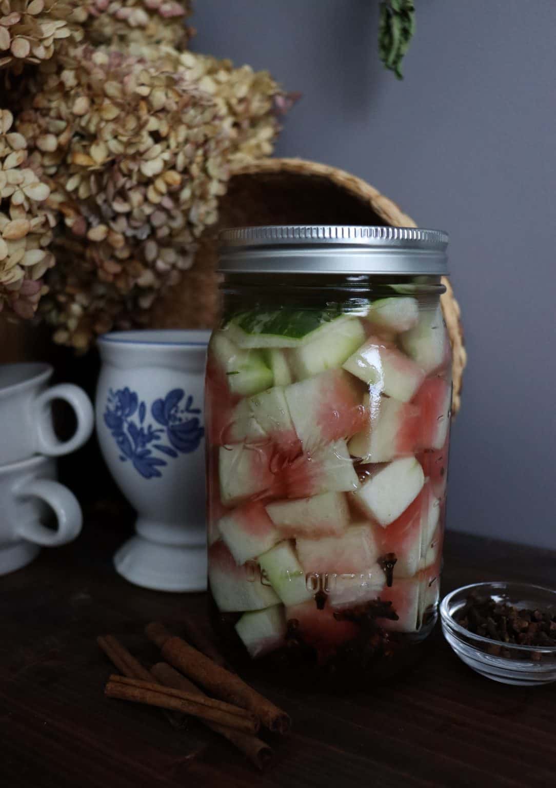 Pickled Watermelon Rind Recipe - Tulips and Twill